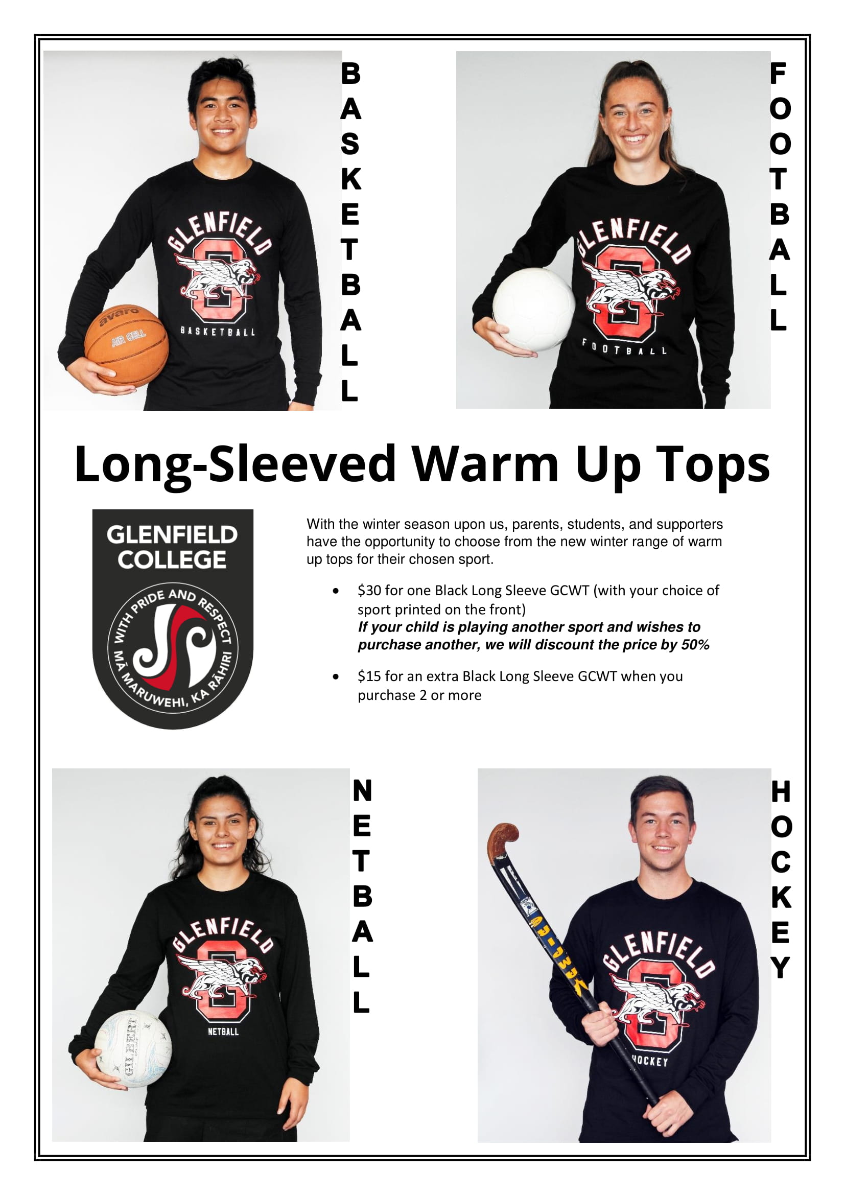 Long-Sleeved Warm Up Tops – Glenfield College